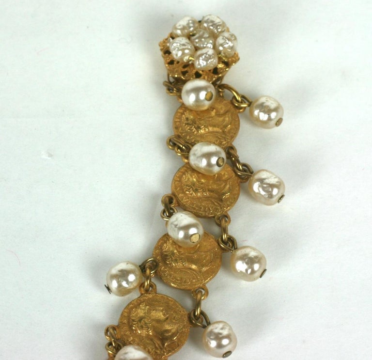 Miriam Haskell Pearl Pendant Coin Choker For Sale at 1stDibs