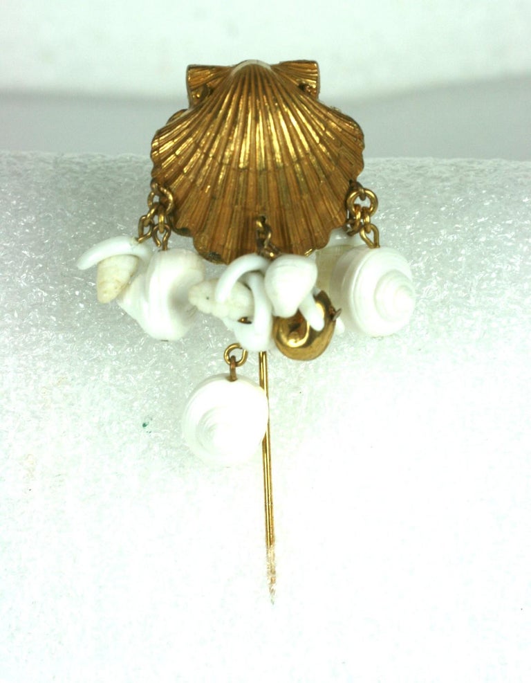 Miriam Haskell Sea Shell Jabot Pin For Sale at 1stDibs