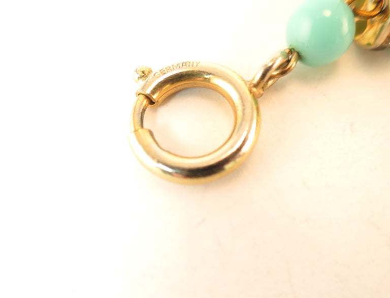 Miriam Haskell Turquoise Glass Necklace and Bracelet Set, Made in ...