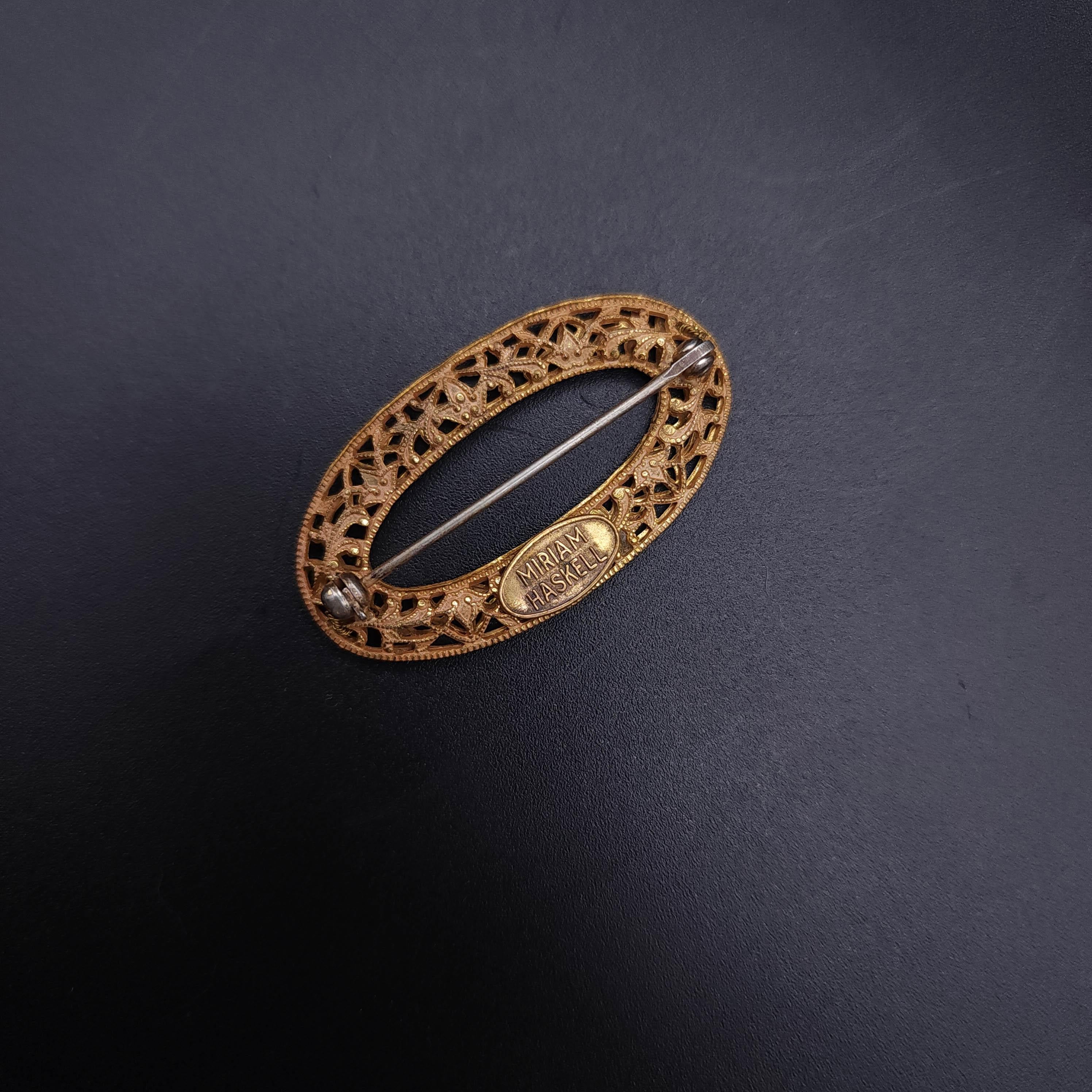 Miriam Haskell Victorian-Inspired Vintage Pin Brooch, Open Center, Gold ...