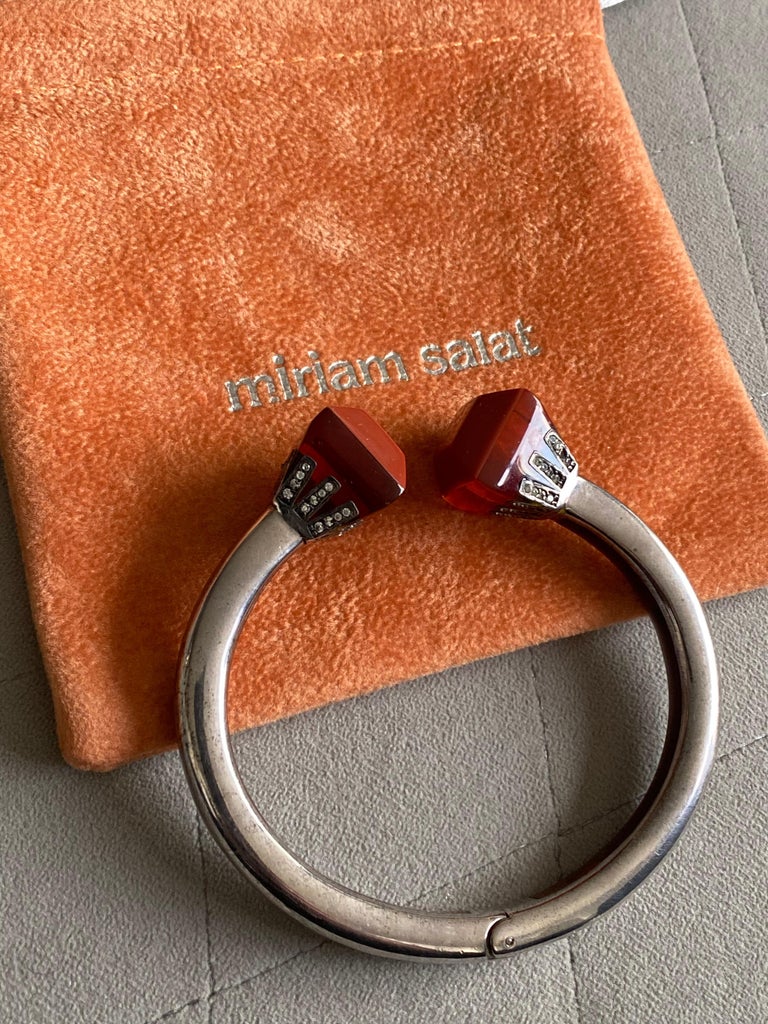 Miriam Salat Addiction Sterling Silver Wine Bangle with White Topaz For ...