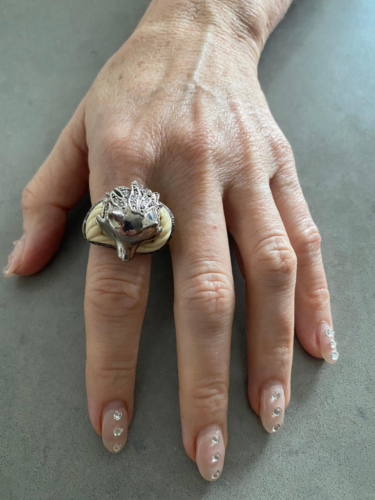 Miriam Salat Cream Ivory Fox Ring For Sale at 1stDibs