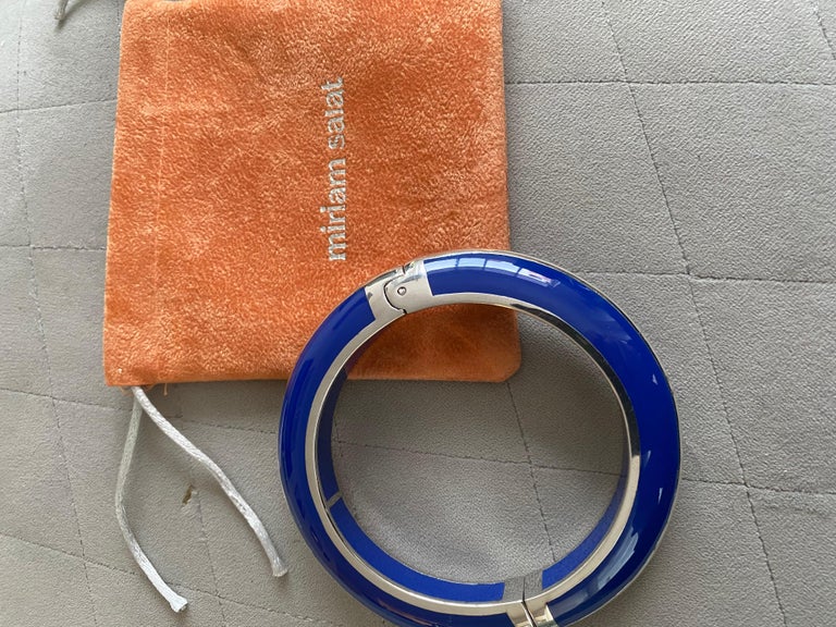 Miriam Salat Navy Blue Sterling Silver Bangle For Sale at 1stDibs
