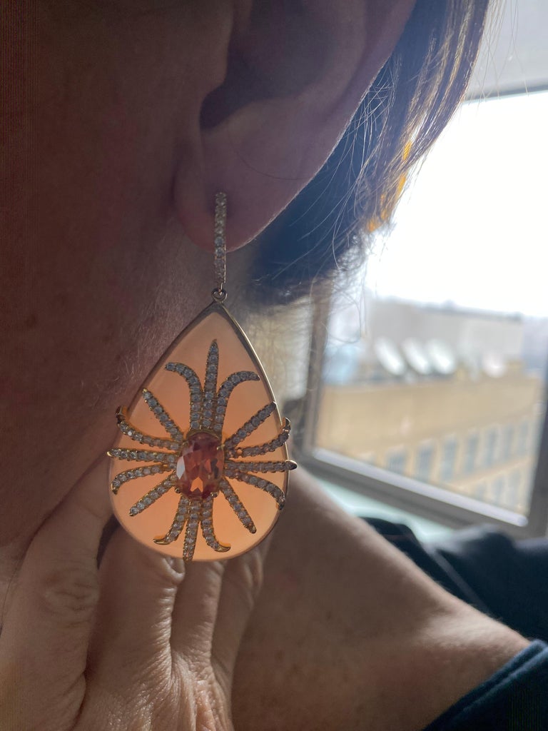 Miriam Salat Red Carpet Candy Pink Resin and Topaz Drop Earrings For ...