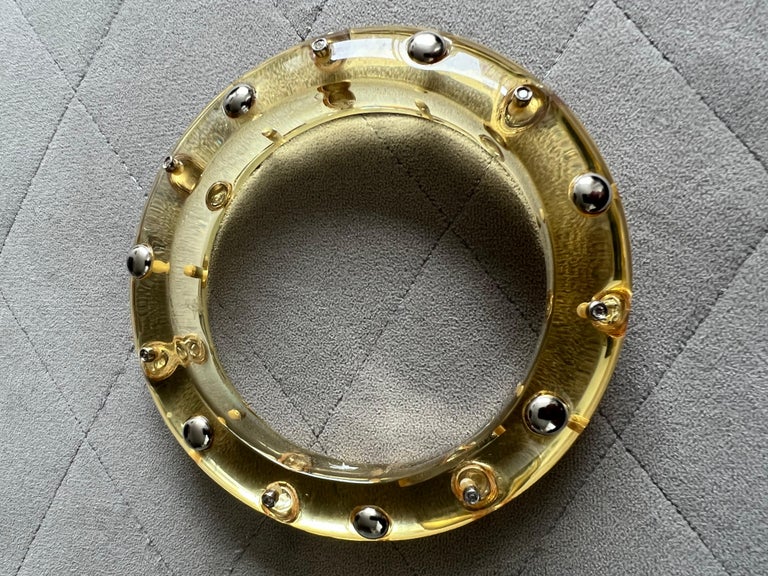 Miriam Salat Studded Translucent Vintage Resin Bangle made in Silver ...