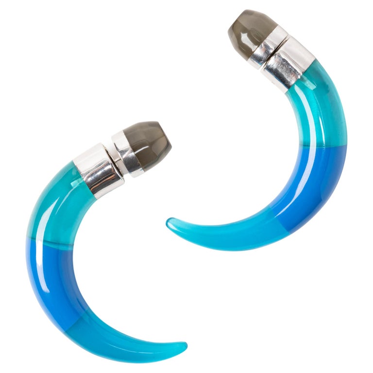 Miriam Salat Translucent Tribal Earrings in Resin and Sterling Silver ...