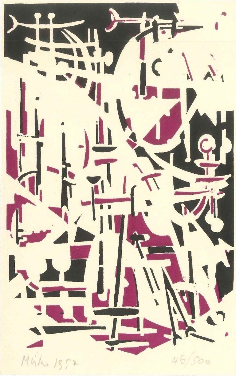 Mirko Basaldella - Invitation with Lithograph - Original Lithograph by ...
