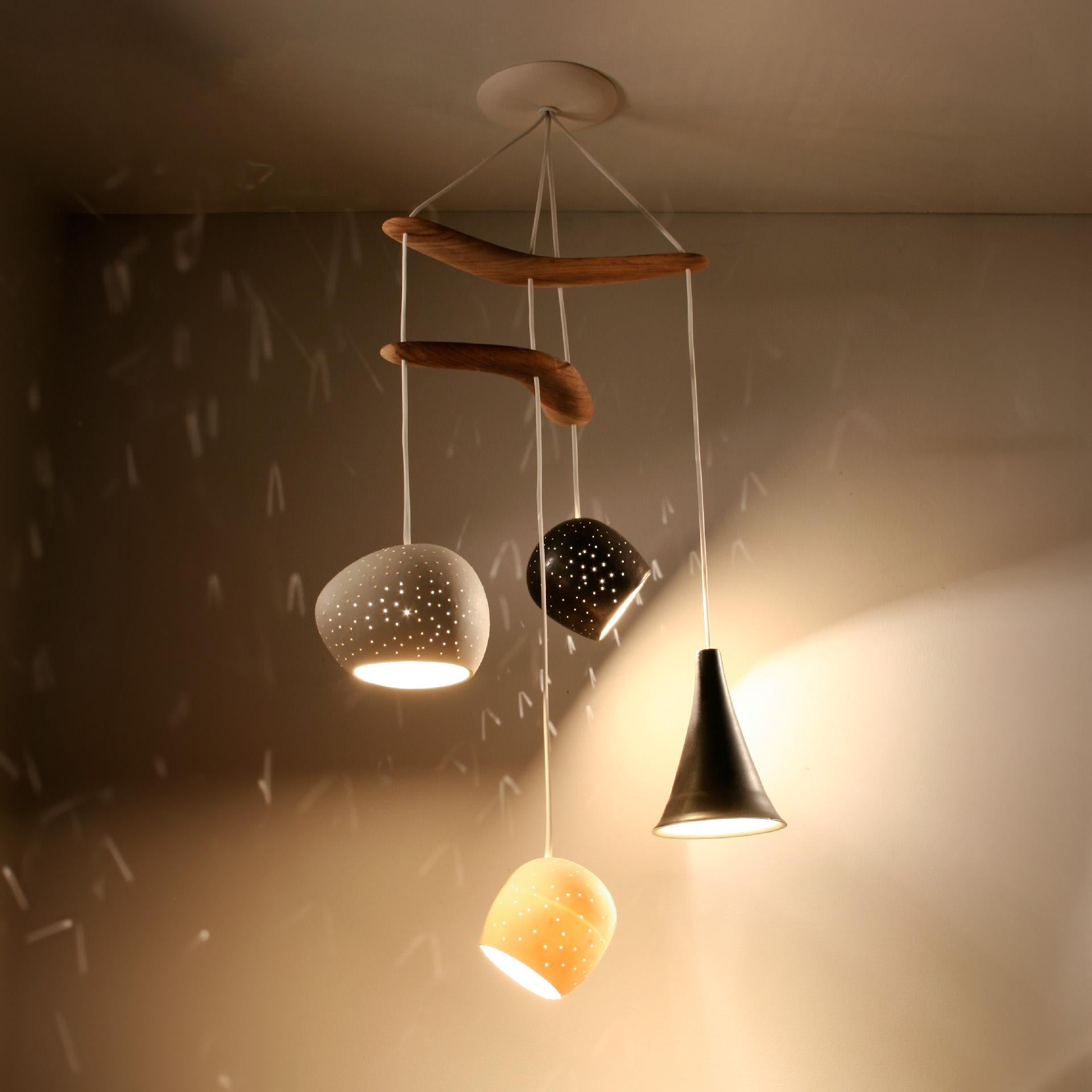 Miro: Modern Lamp, Four Light Pendant, Sculptural Ceramic, Glowing ...
