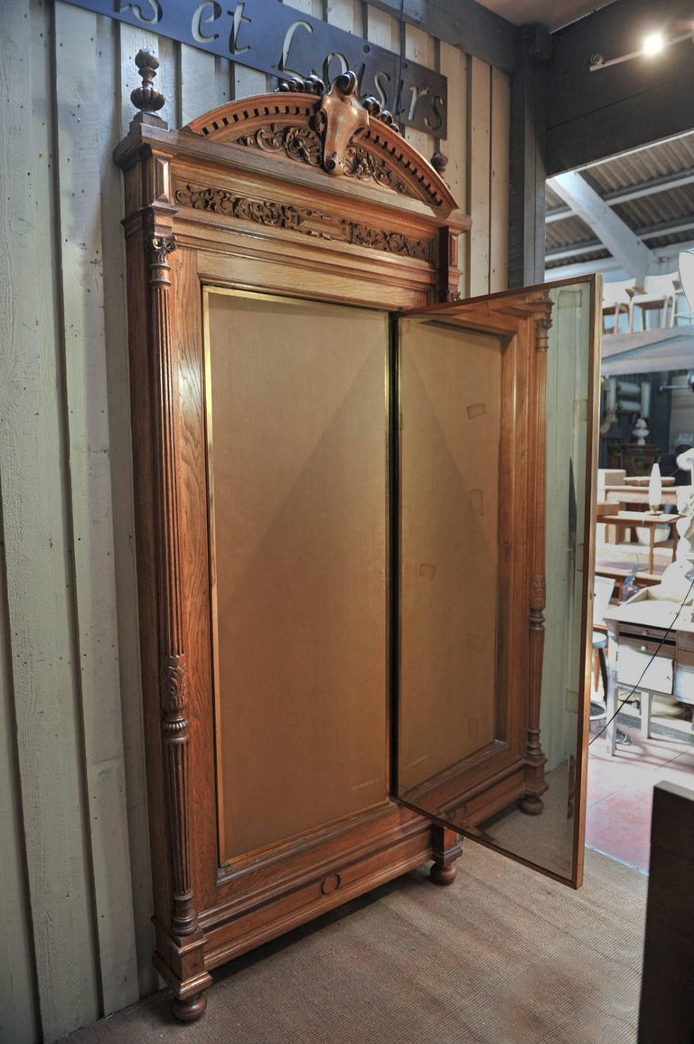 Miroir Brot French Triptyque Floor Mirror Solid Oak and Brass Door ...