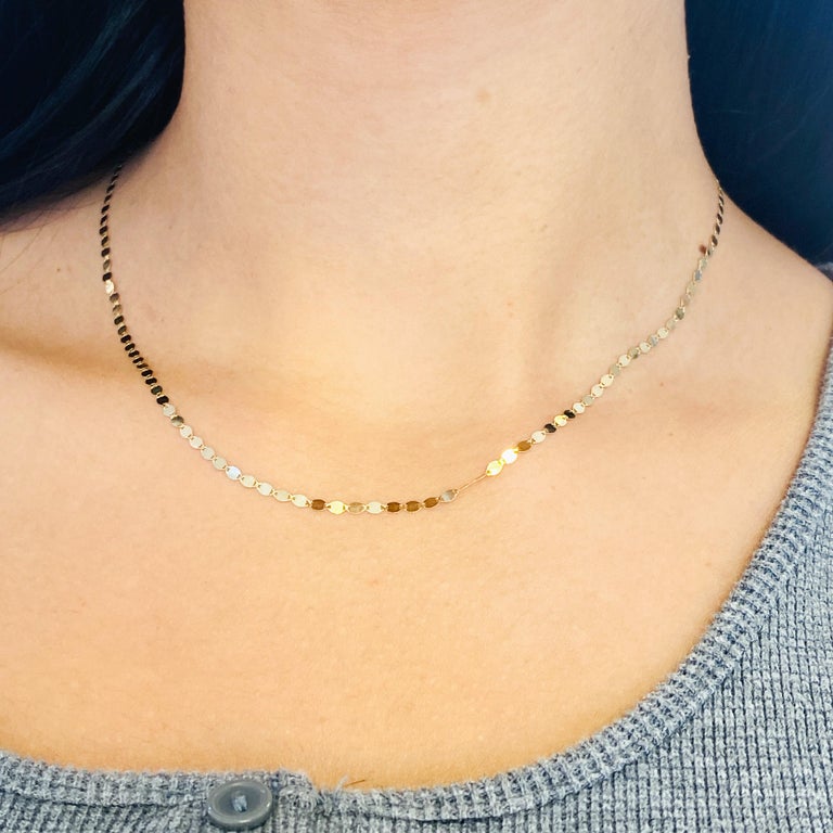 Mirror Ball 14K Gold Necklace Mirror Chain Necklace W Lobster Clasp For ...