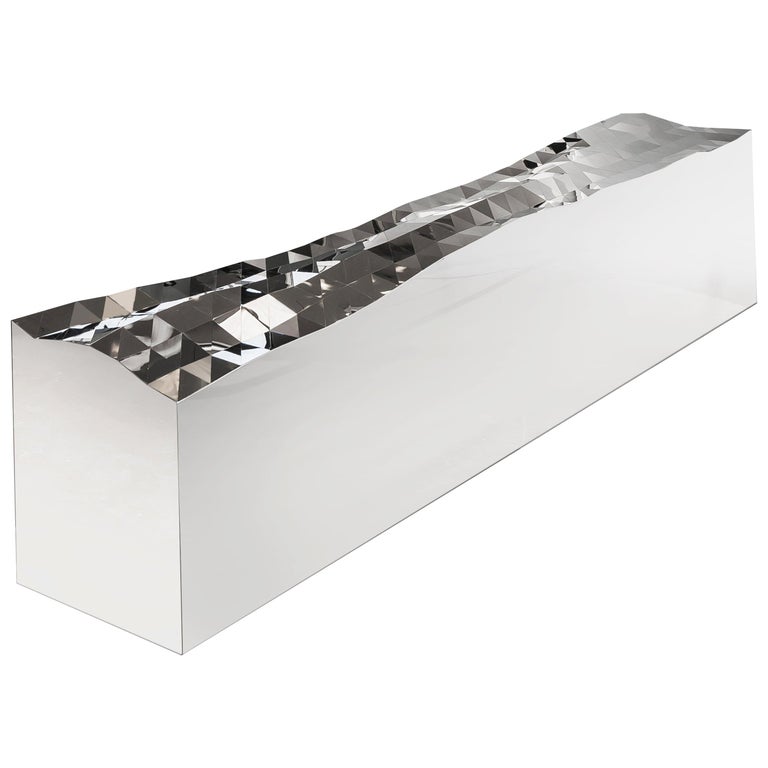 Mirror-Finish Stainless Steel Long Bench Indoor Outdoor by Zhoujie ...