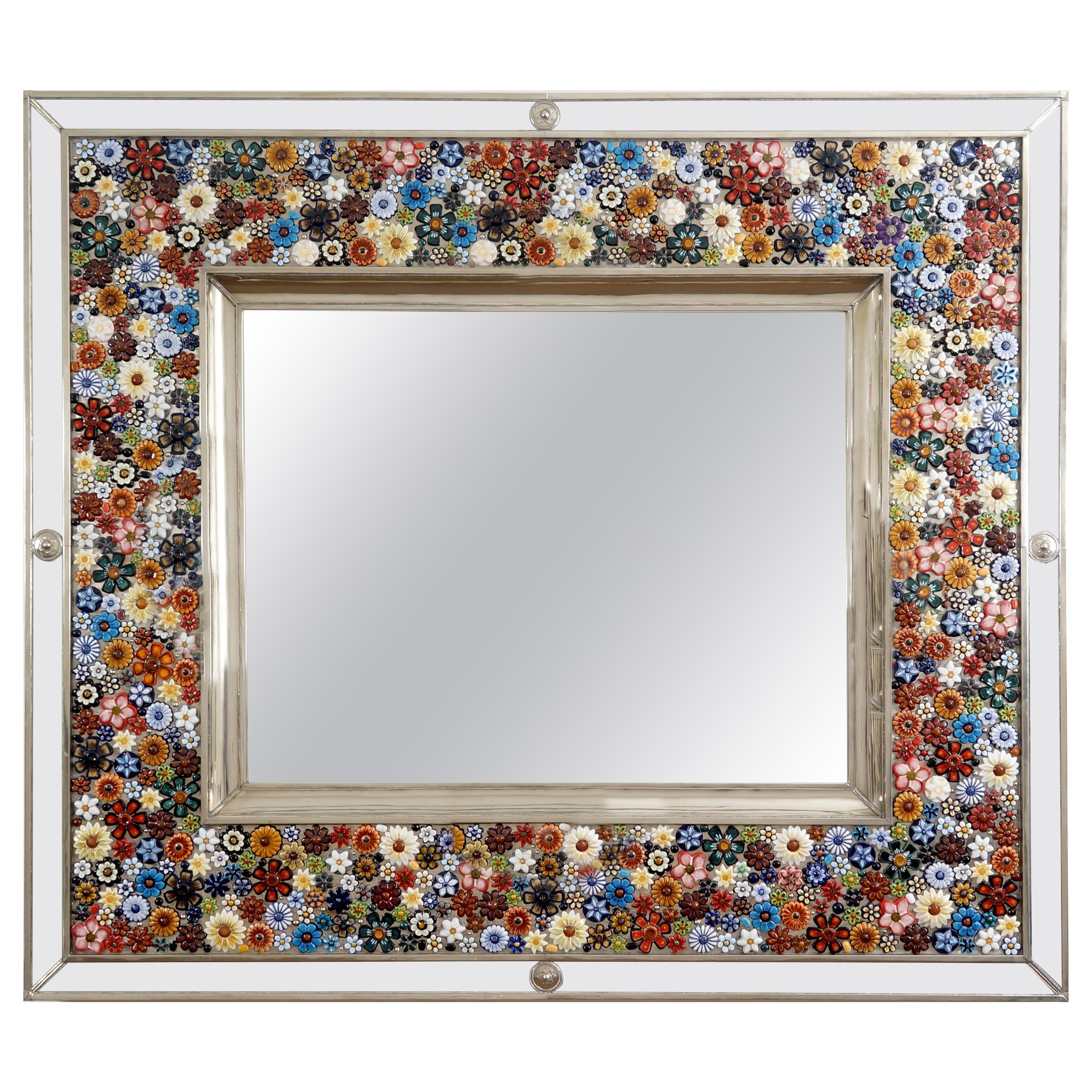 Set of Four Mirror Frames, German Silver and Ceramic For Sale at 1stdibs