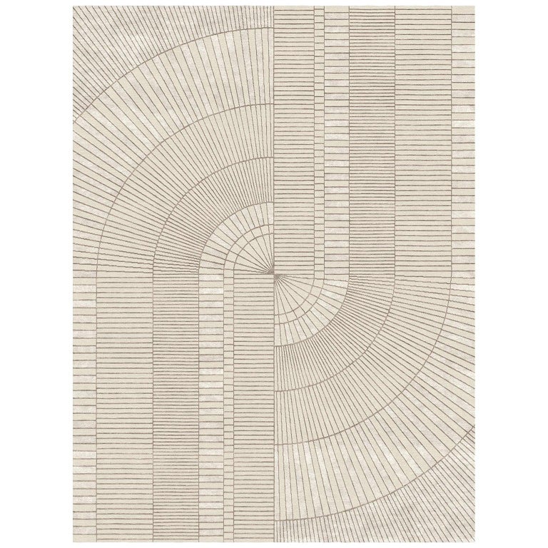 Mirror, Hand Knotted Wool Bamboo Silk Rug For Sale at 1stDibs