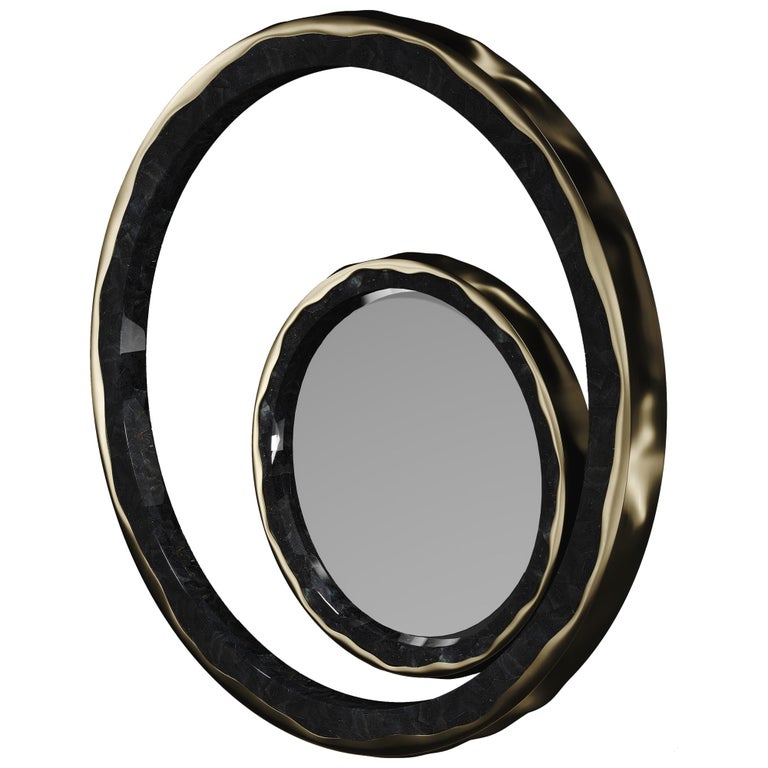 Mirror Inlaid in Shell with a Bronze-Patina Brass Frame by R&Y Augousti ...