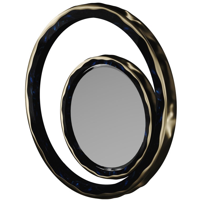 Mirror Inlaid in Shell with a Bronze-Patina Brass Frame by R&Y Augousti ...