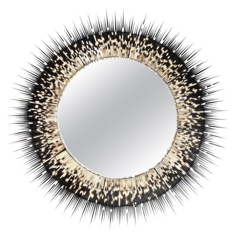 Mirror-Large Round Porcupine Quill For Sale at 1stDibs