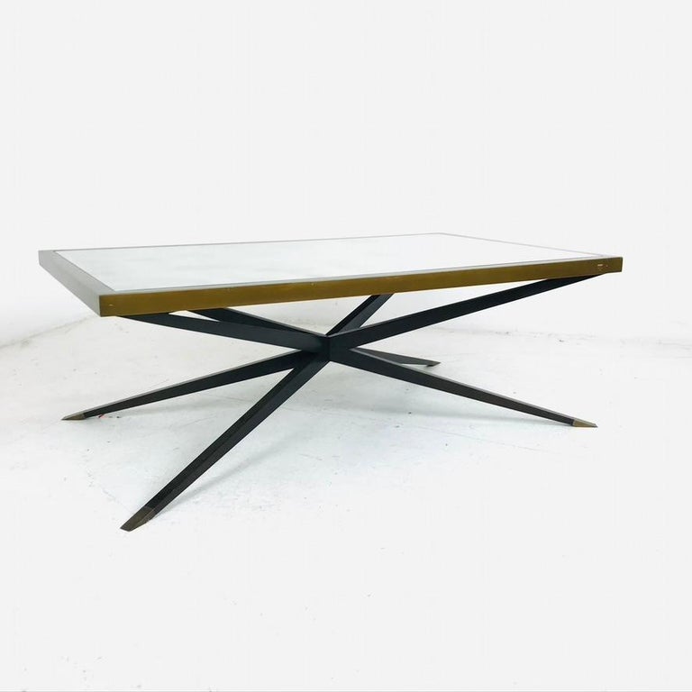 Mirror Top Coffee Table with Starburst Base at 1stDibs