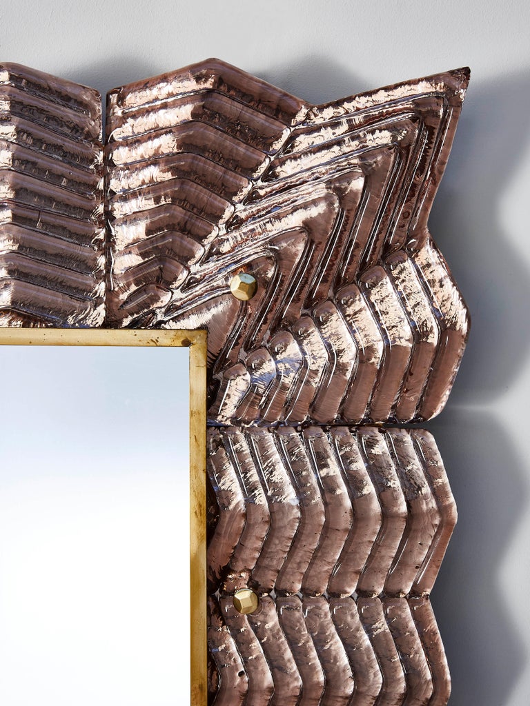 Mirror with a Copperish Murano Glass Frame, by Studio Glustin For Sale ...