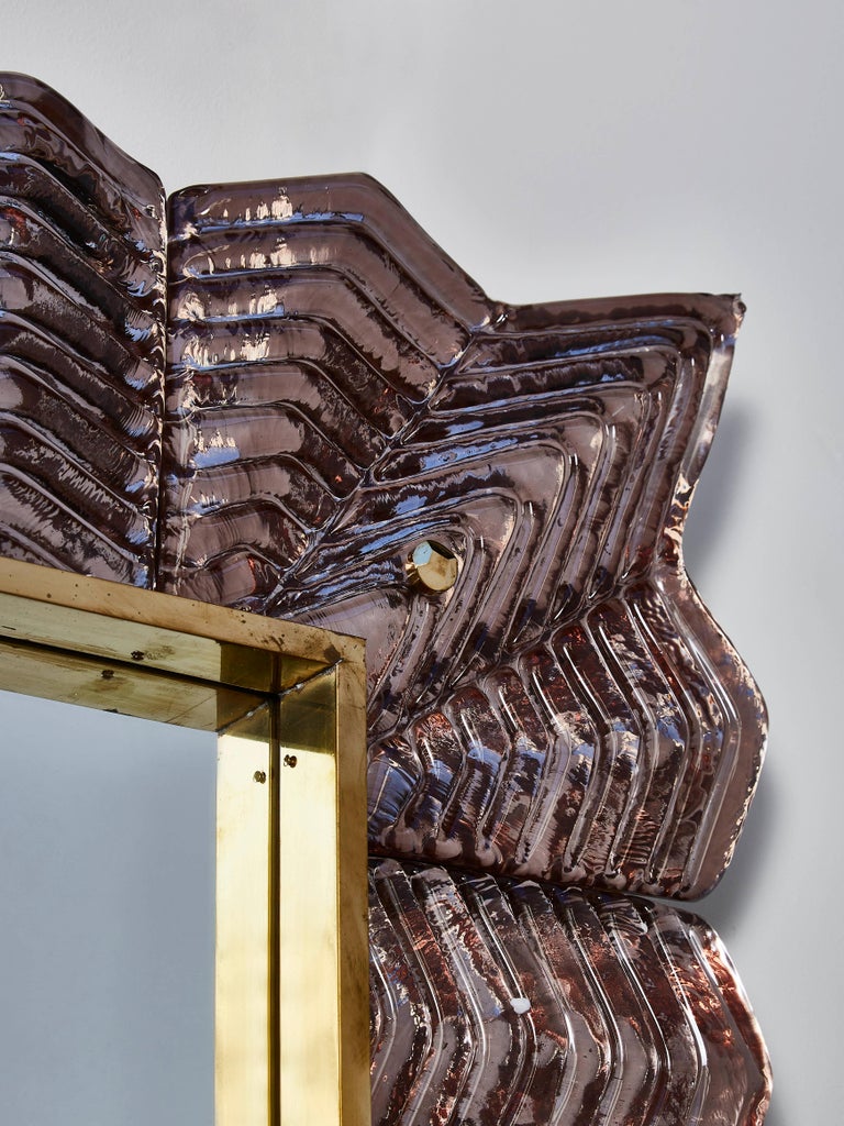 Mirror with a Copperish Murano Glass Frame, by Studio Glustin For Sale ...