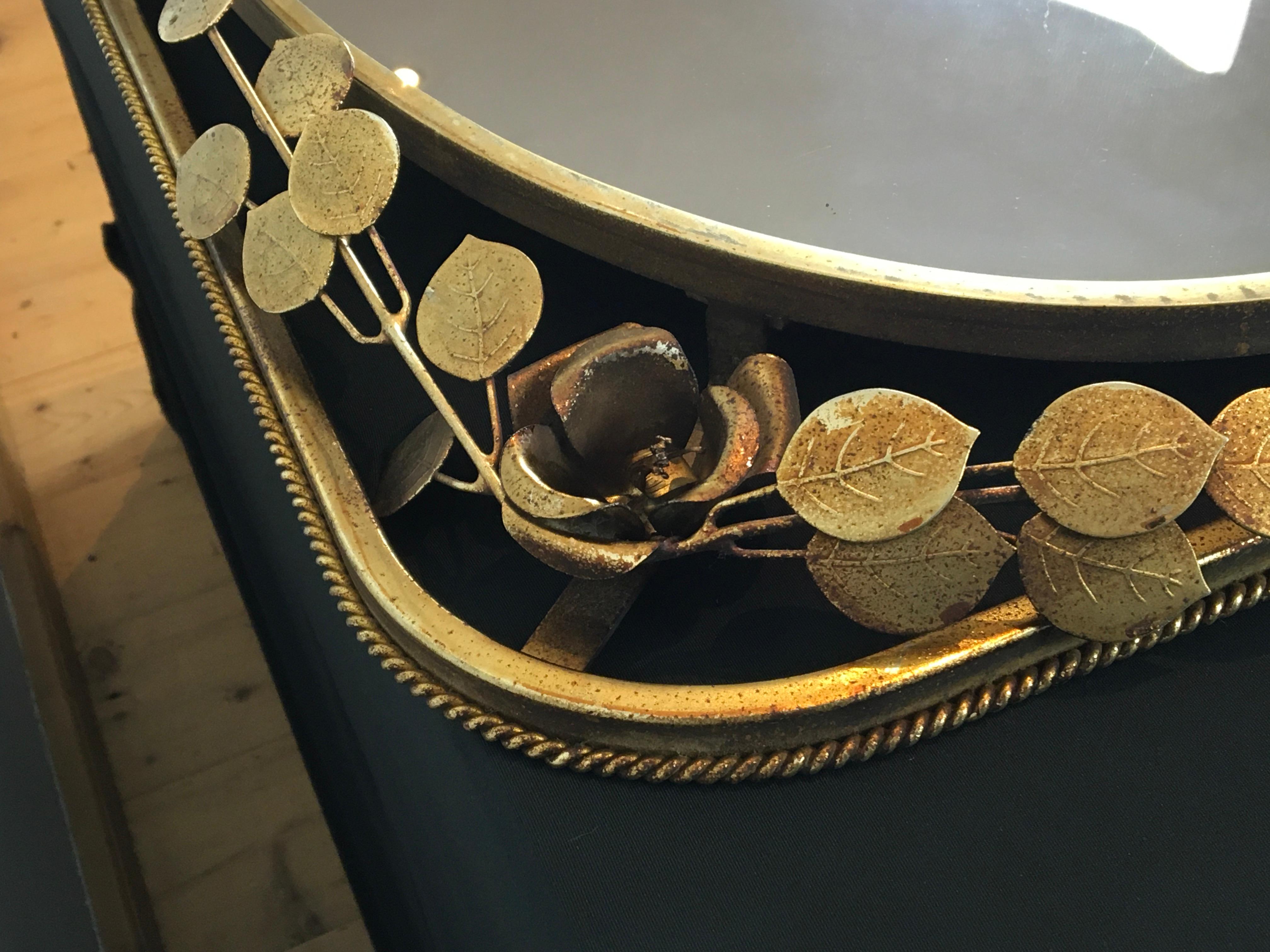 Mirror with Flowers and Leaves and Lighting For Sale at 1stDibs