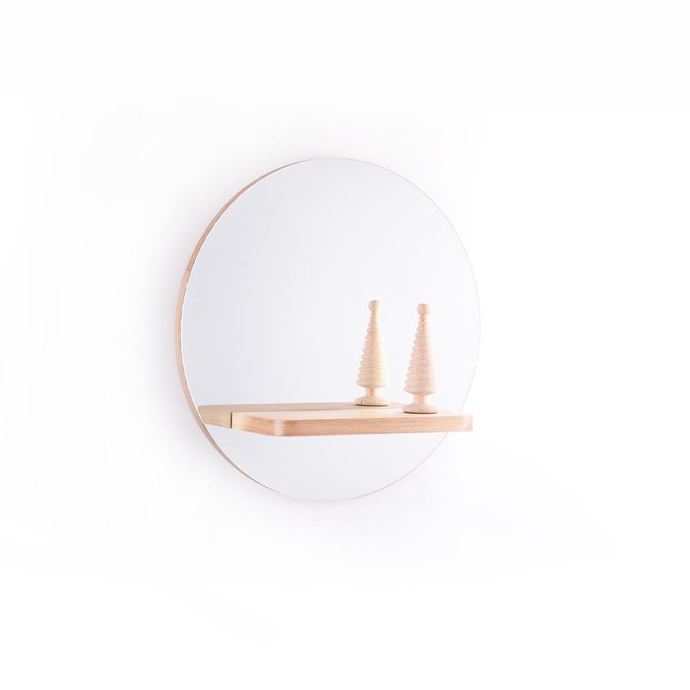 Mirror with Shelf / 50 cm Round Oak For Sale at 1stDibs