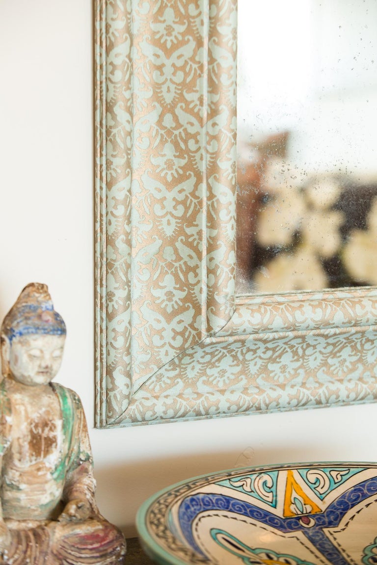 Mirror Wood Frame Wrapped in Fabric For Sale at 1stDibs