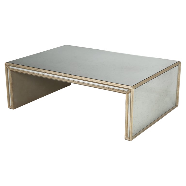 Mirrored and Silver-Leaf Coffee Table Made to Order in Any Dimension or ...