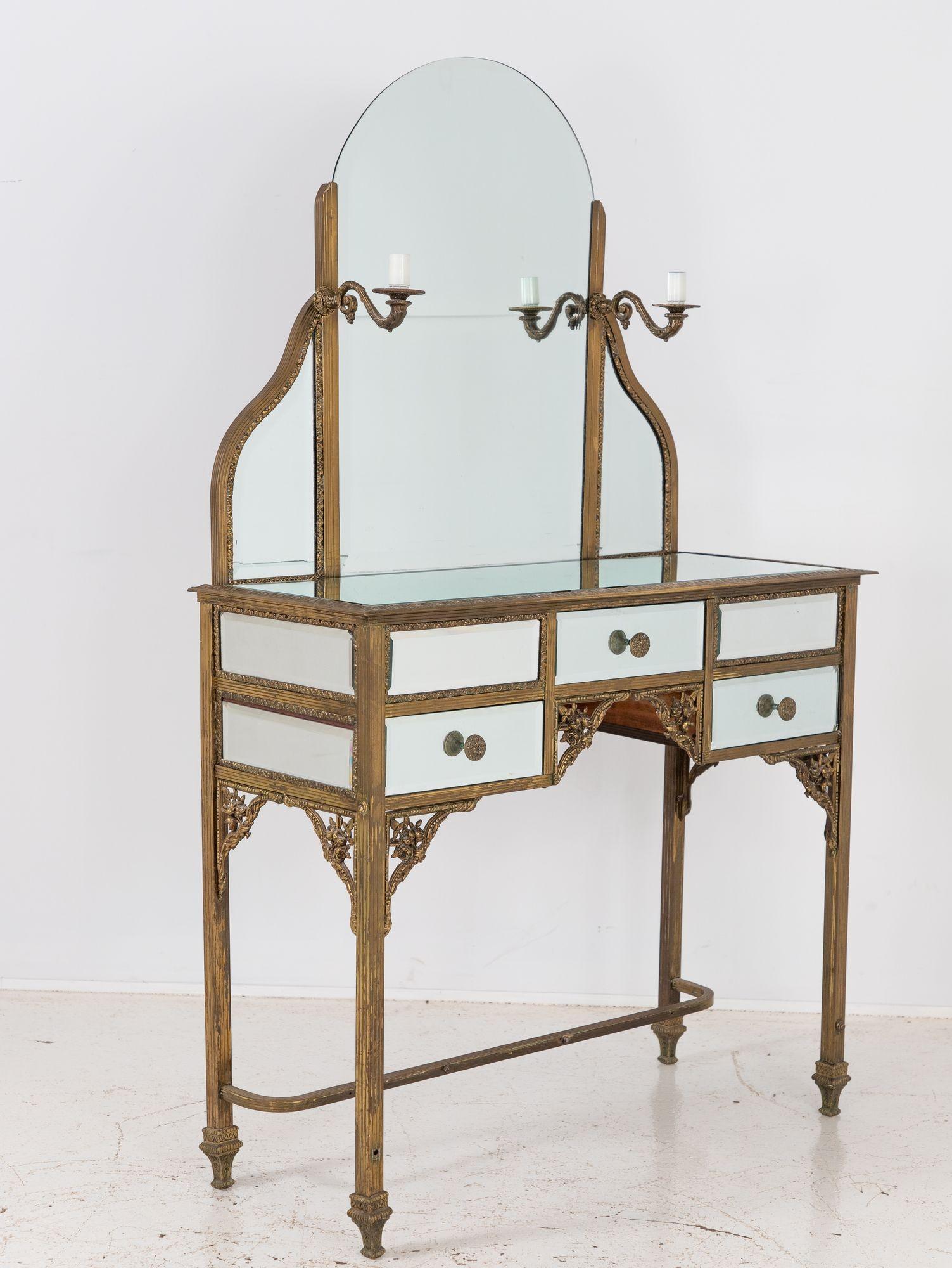 Mirrored Glass Dressing Table or Vanity at 1stDibs | mirrored dressing ...