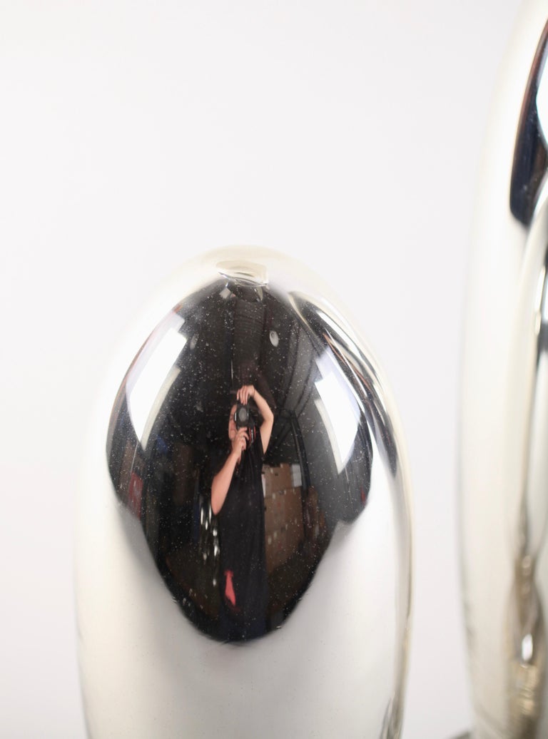 Mirrored Hand Blown Glass Bomb Sculpture Duo #2 by Elizabeth Lyons For ...