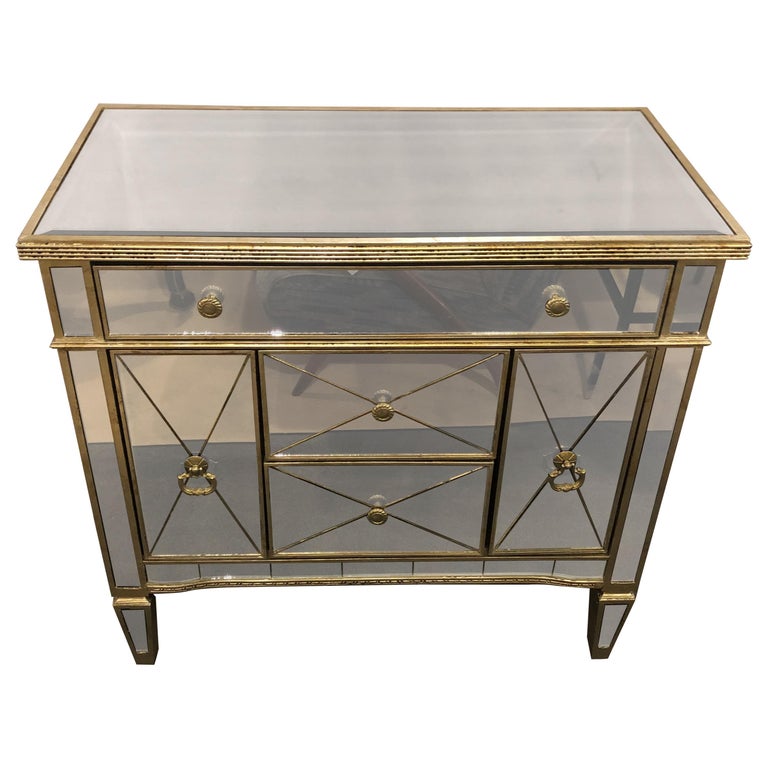 Mirrored Hollywood Regency Style Large Nightstand or Commode at 1stDibs ...