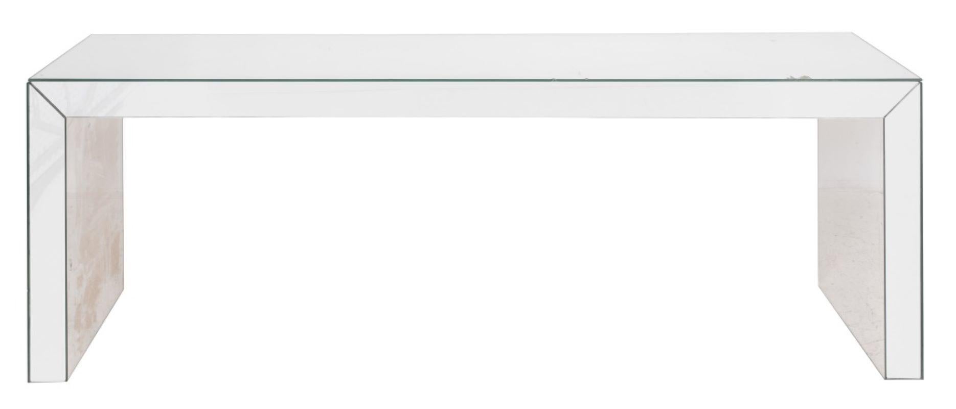 Mirrored Long Waterfall Console or Sofa Table For Sale at 1stDibs