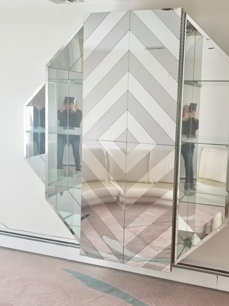 Mirrored Octagonal Wall-Mounted Bar Cabinet at 1stDibs