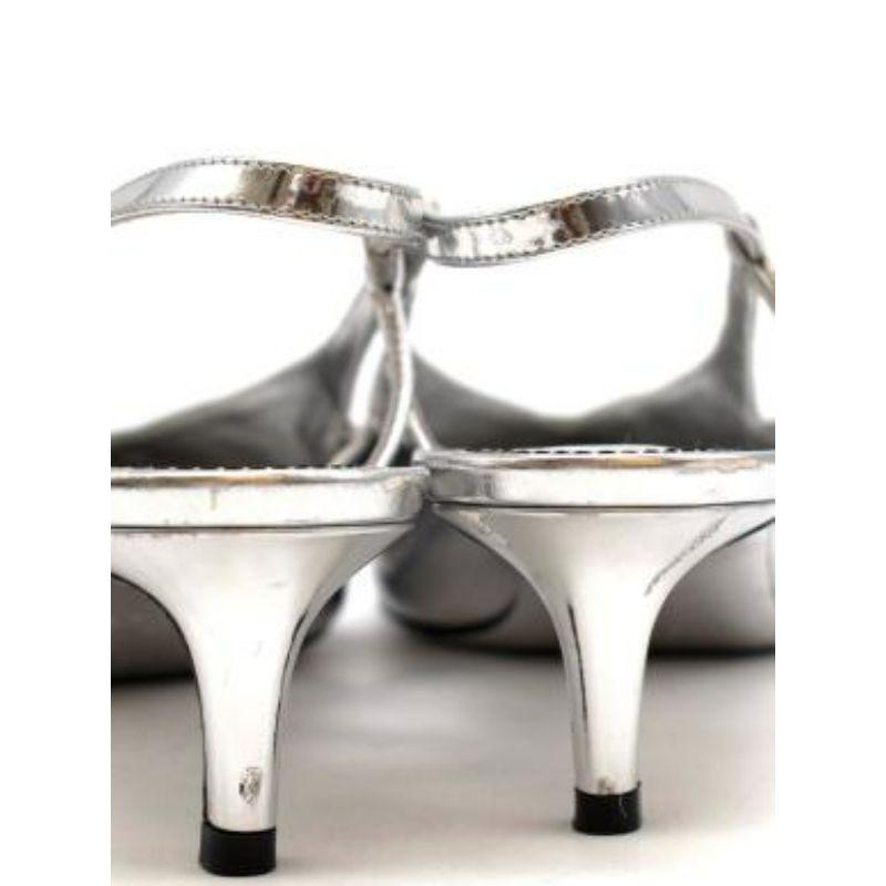 Mirrored Silver V-Cut Slingbacks For Sale at 1stDibs