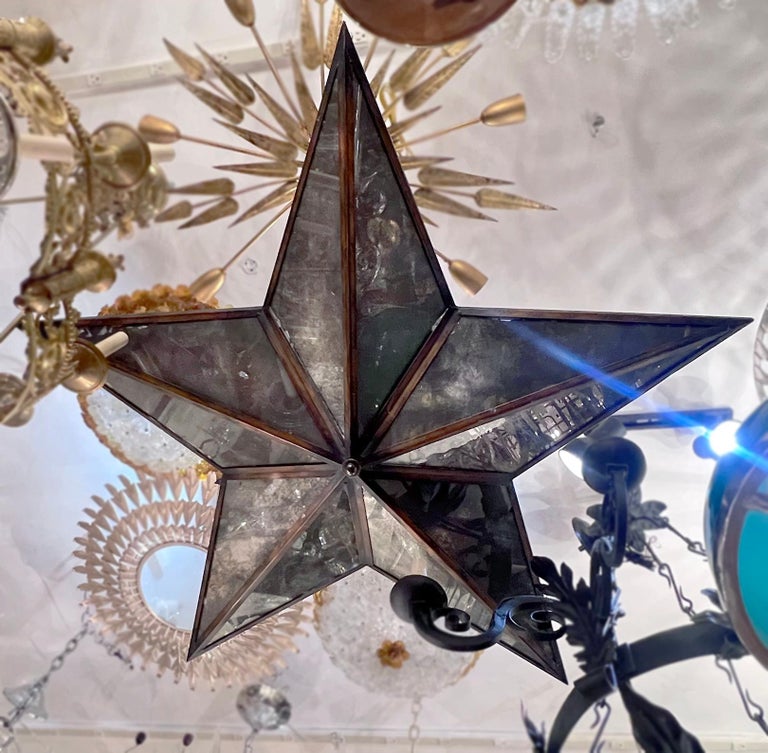 Mirrored Star Semi Flush Light Fixture For Sale at 1stDibs
