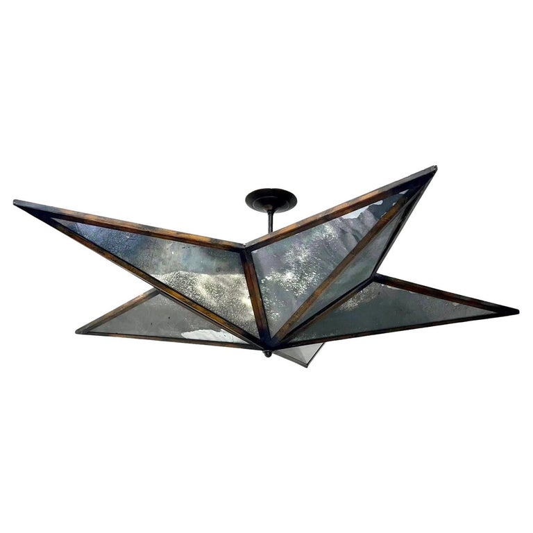 Mirrored Star Semi Flush Light Fixture For Sale at 1stDibs