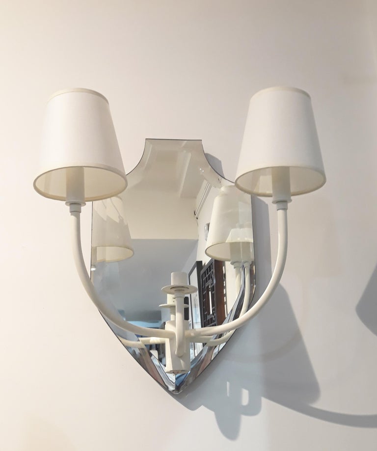 Mirrored Two-Arm Wall Light Sconce For Sale at 1stDibs