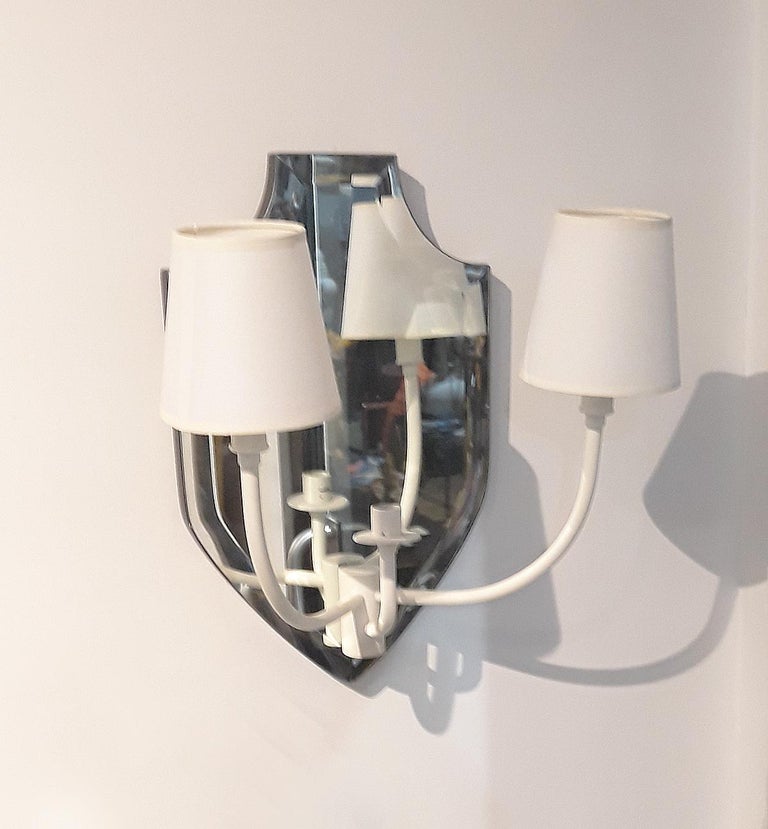 Mirrored Two-Arm Wall Light Sconce For Sale at 1stDibs