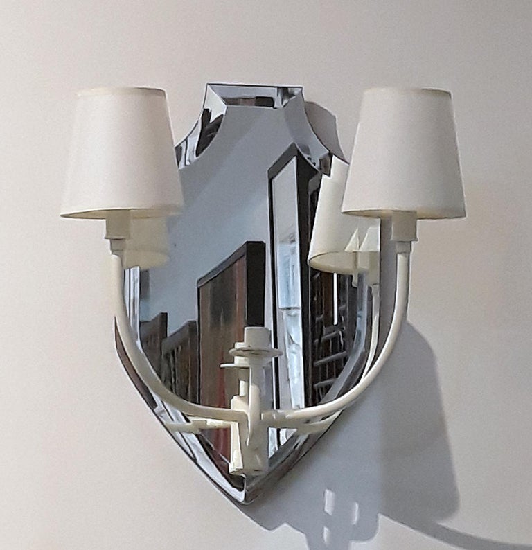 Mirrored Two-Arm Wall Light Sconce For Sale at 1stDibs