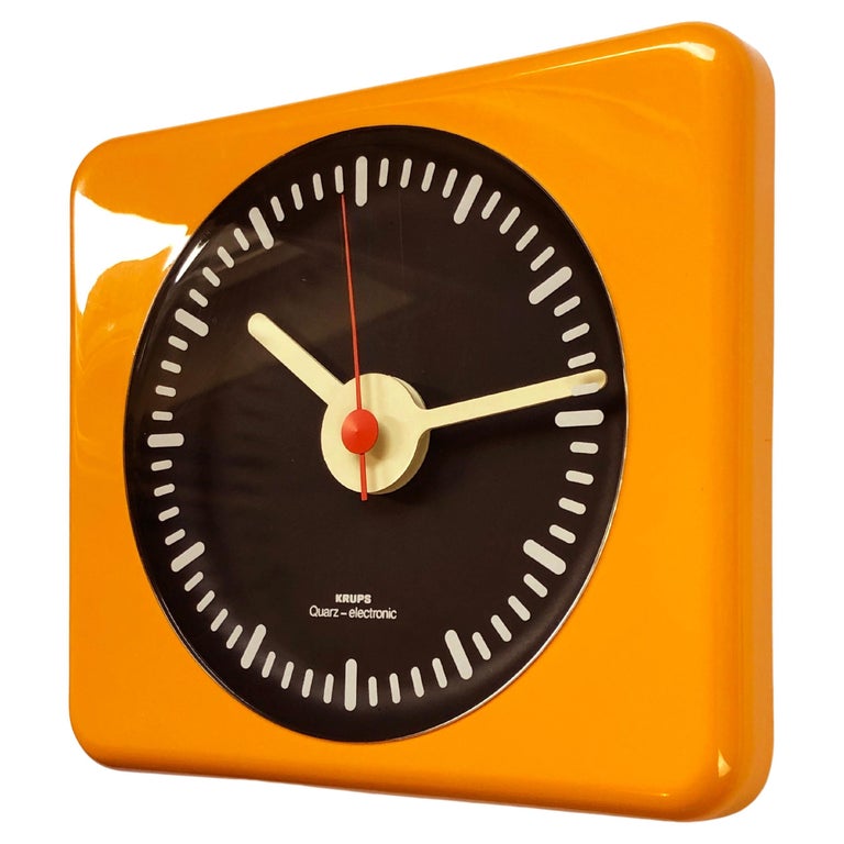 Mid-Century Krups Wall Clock 1960s-1970s Orange Quarz-Electronic ...