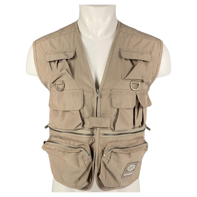 MISBHV Size S Beige Checkered Polyester Utility Fisherman Vest For Sale ...