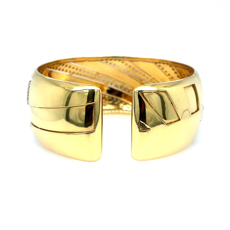 Miseno Wide Diamond Cuff Yellow Gold For Sale at 1stDibs