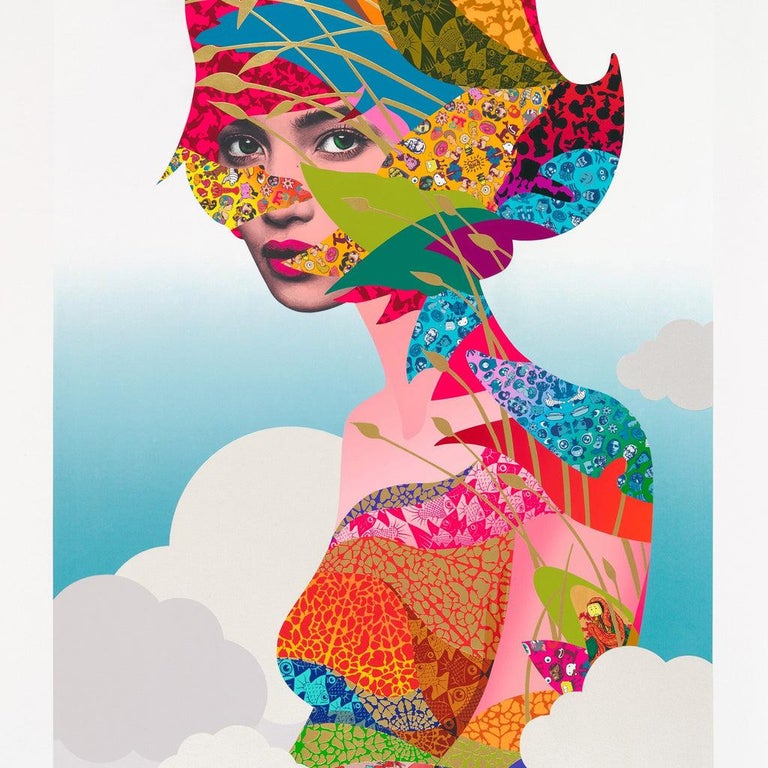 Miss Bugs - Augmented Skies Blue Miss Bugs 10 colour screenprint overlay and 24 karat gold For ...