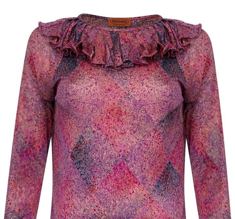 Missoni 1970s Silk Harlequin Paint Effect Dress For Sale at 1stDibs