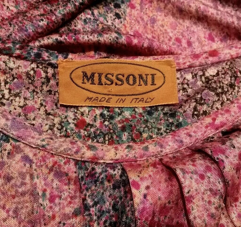 Missoni 1970s Silk Harlequin Paint Effect Dress For Sale at 1stDibs