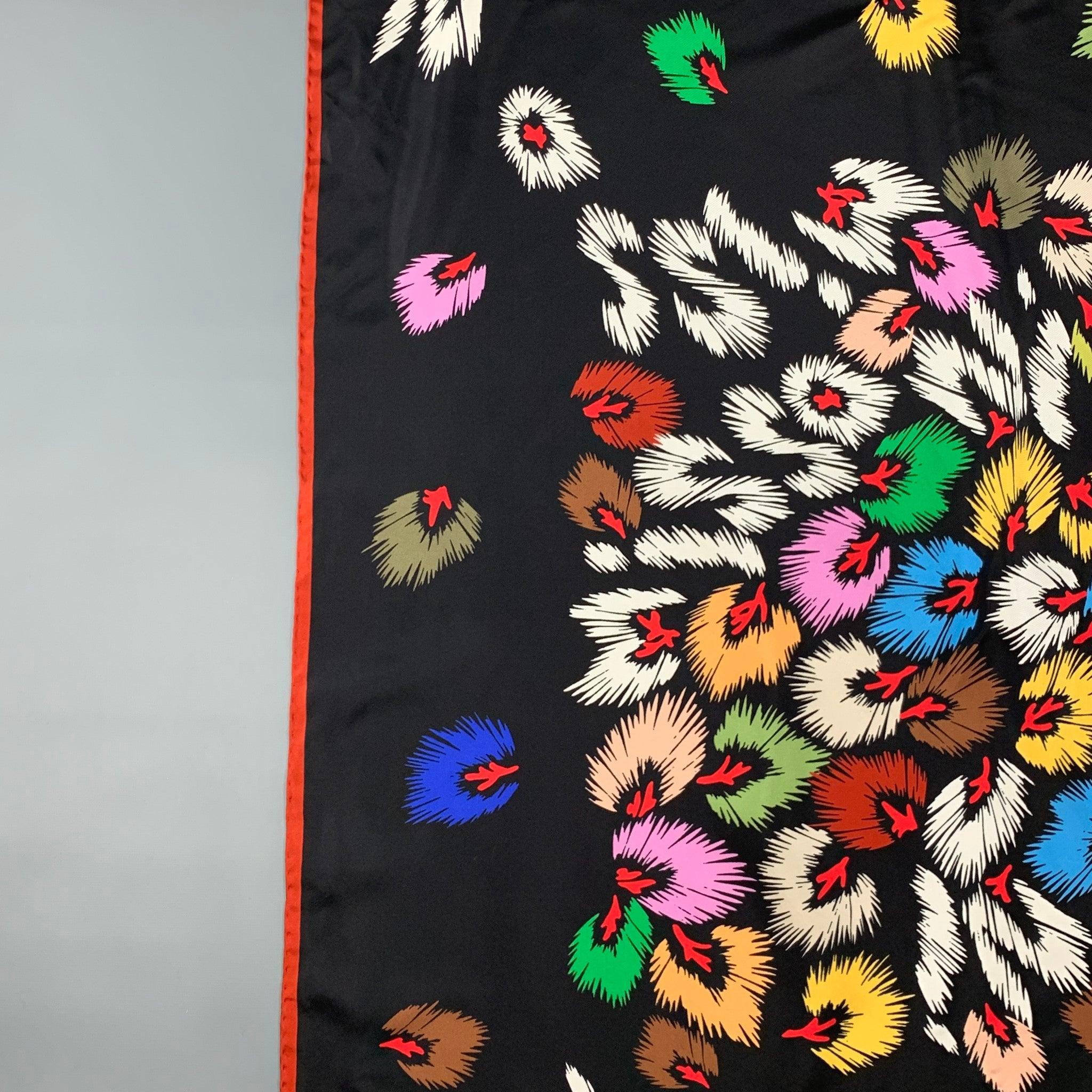 MISSONI Black Multi-Color Abstract Print Silk Scarf For Sale at 1stDibs