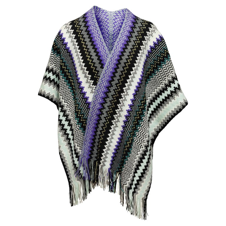 Missoni Black and Multicolor Wool Chevron Shawl For Sale at 1stDibs