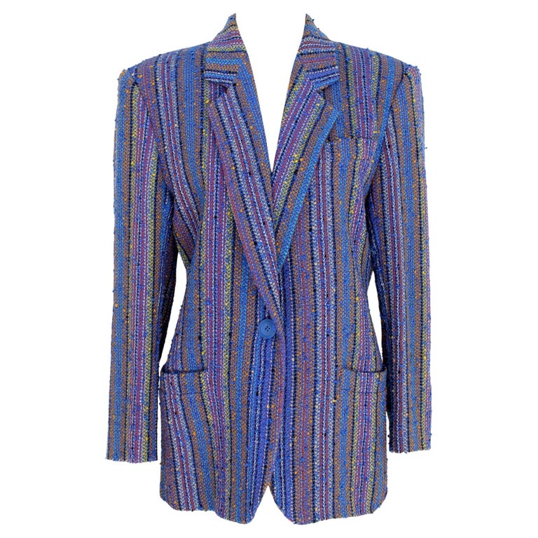 Missoni Blue Wool Boucle Vintage Classic Jacket 1990s For Sale at 1stDibs