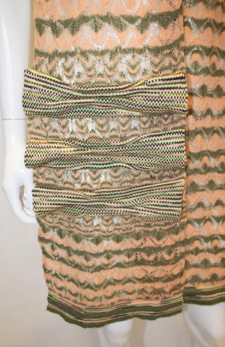 Missoni Brown Label, Knitted Scarf in Green and Peach For Sale at 1stDibs
