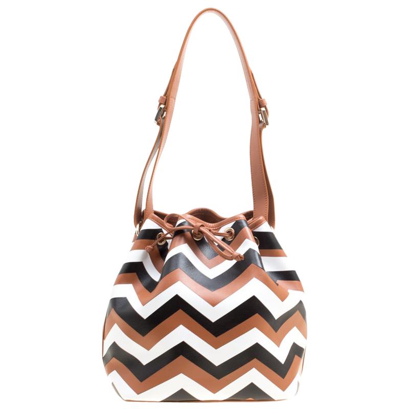 Missoni Brown/Multicolor Printed Bucket Bag at 1stDibs