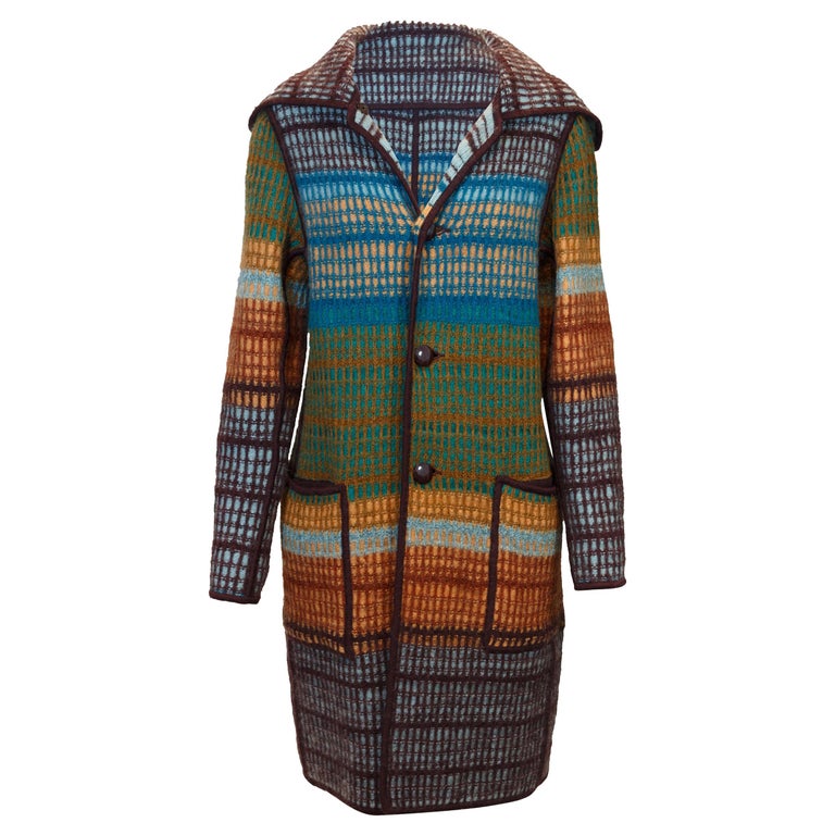 Missoni Brown and Multicolor Reversible Knit Coat For Sale at 1stdibs Missoni Brown and Multicolor Reversible Knit Coat For Sale at 1stdibs